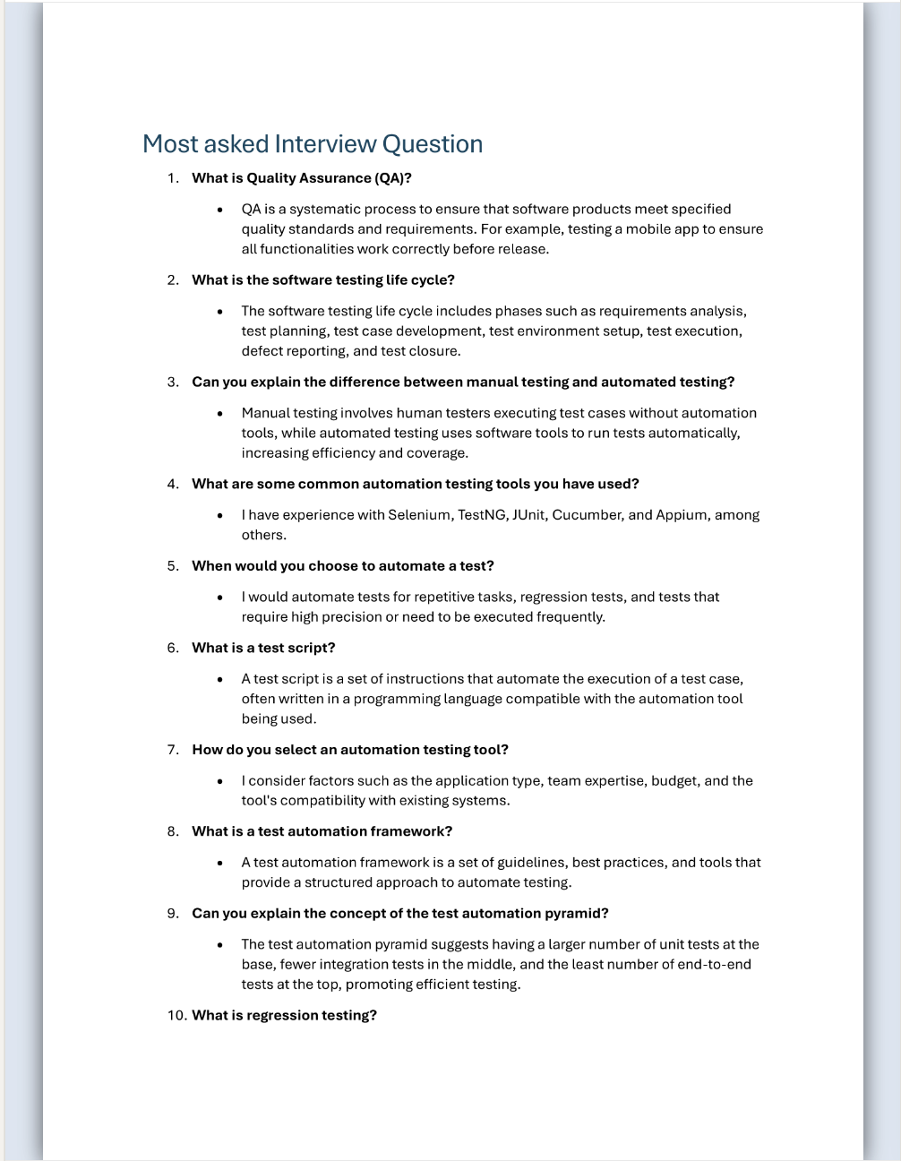 Most Asked Interview Questions for QA (40 Pages) - Technical Aliens